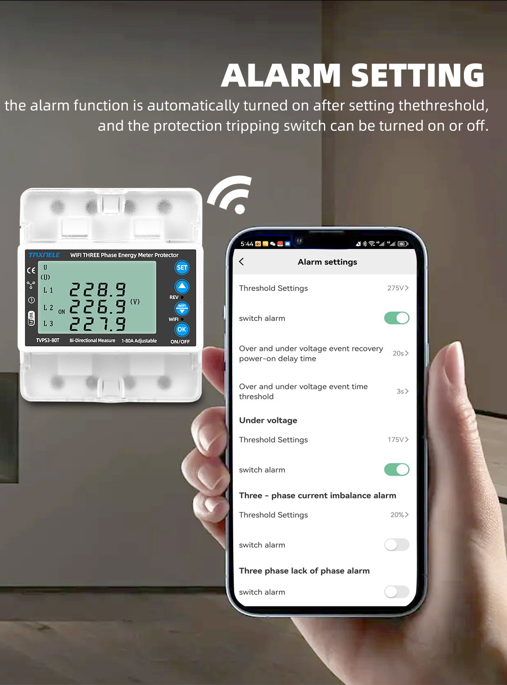 taxnele 3 Phase 380V 80A 100A Tuya WiFi Smart Bi-Directional Energy ...
