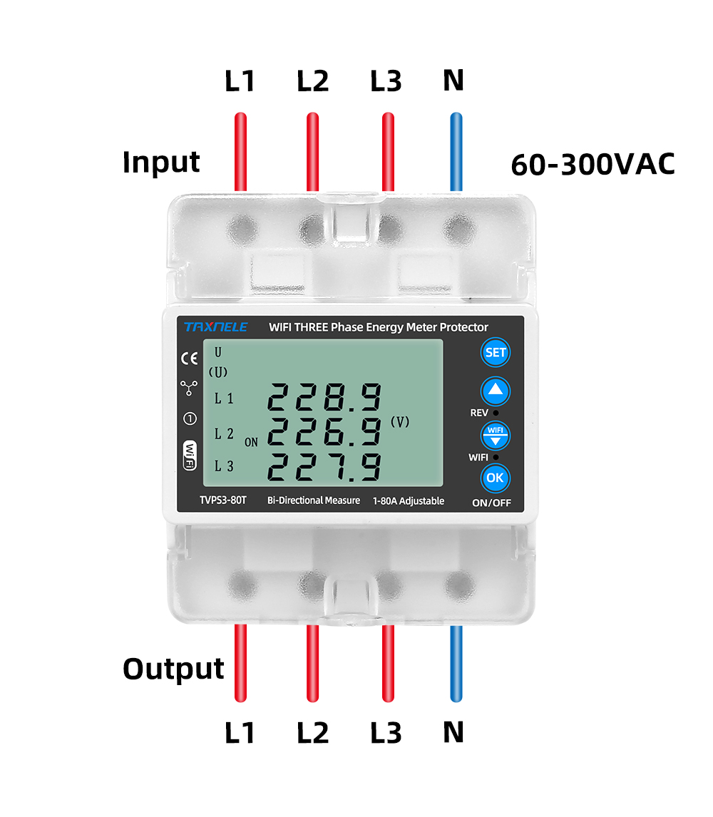 taxnele 3 Phase 380V 80A 100A Tuya WiFi Smart Bi-Directional Energy ...