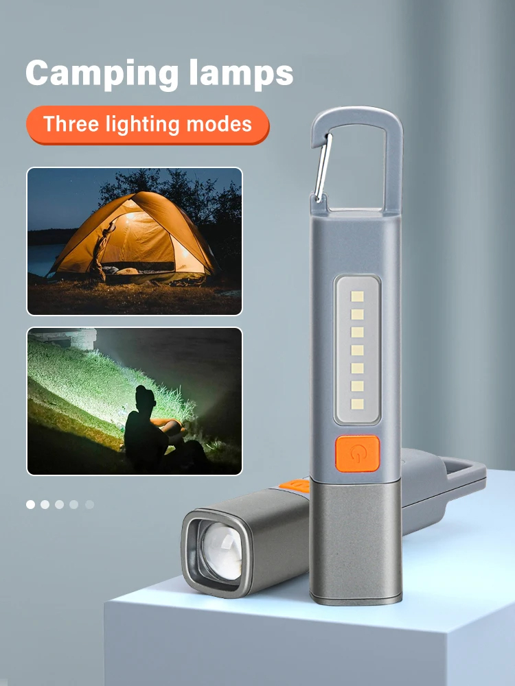 XIWANGFIRE Mini Portable Led Flashlight USB Rechargeable With Hook ...