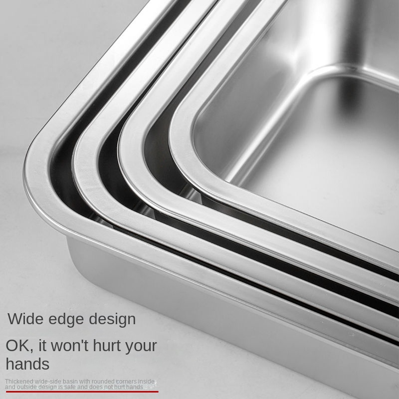 304 Stainless Steel Square Basin with Lid Set Rectangular Basin ...