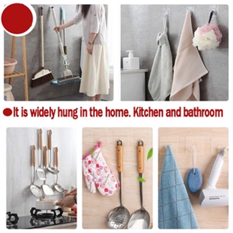 8Pcs Adhesive Wall Hook Seamless Plastic Strong Solid Hooks Anti-Skid ...