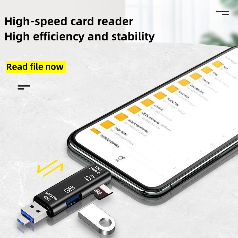 USB HUB Type C Micro 5 in 1 TF SD Card Reader OTG Adapter Mobile Phone ...