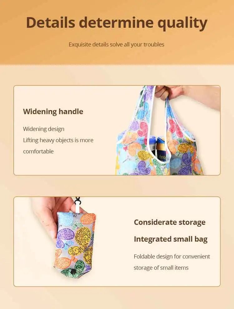 1pc Lightweight Foldable Grocery Bag Floral Print Reusable Shopping Bag ...