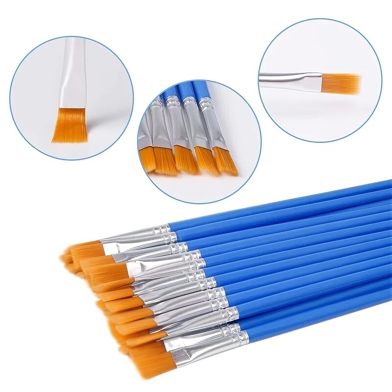 Professional Painting Brush Set (20pcs) - Multi-Size Nylon Bristle ...