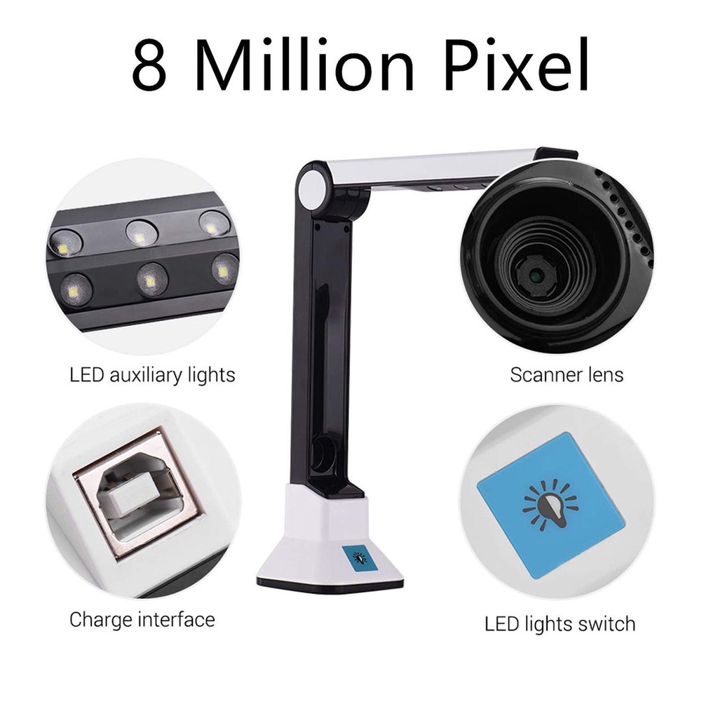 Portable 8 Mega-pixel High Definition visualizer Doc Scanner Capture ...