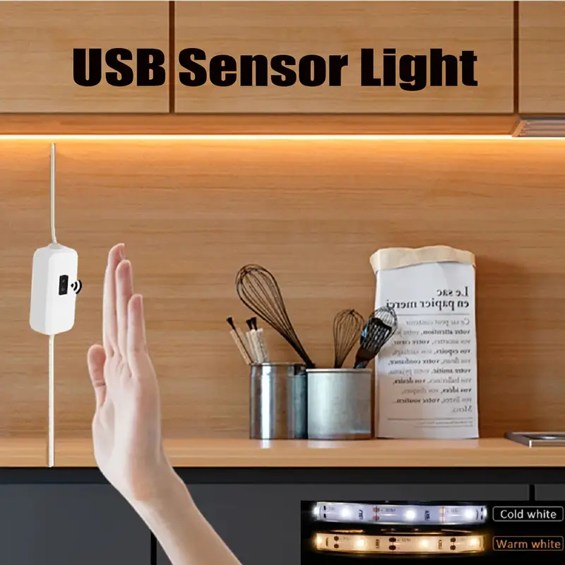 Smart Motion Sensor LED Strip Light - USB Powered, 5V DC, Double-sided ...