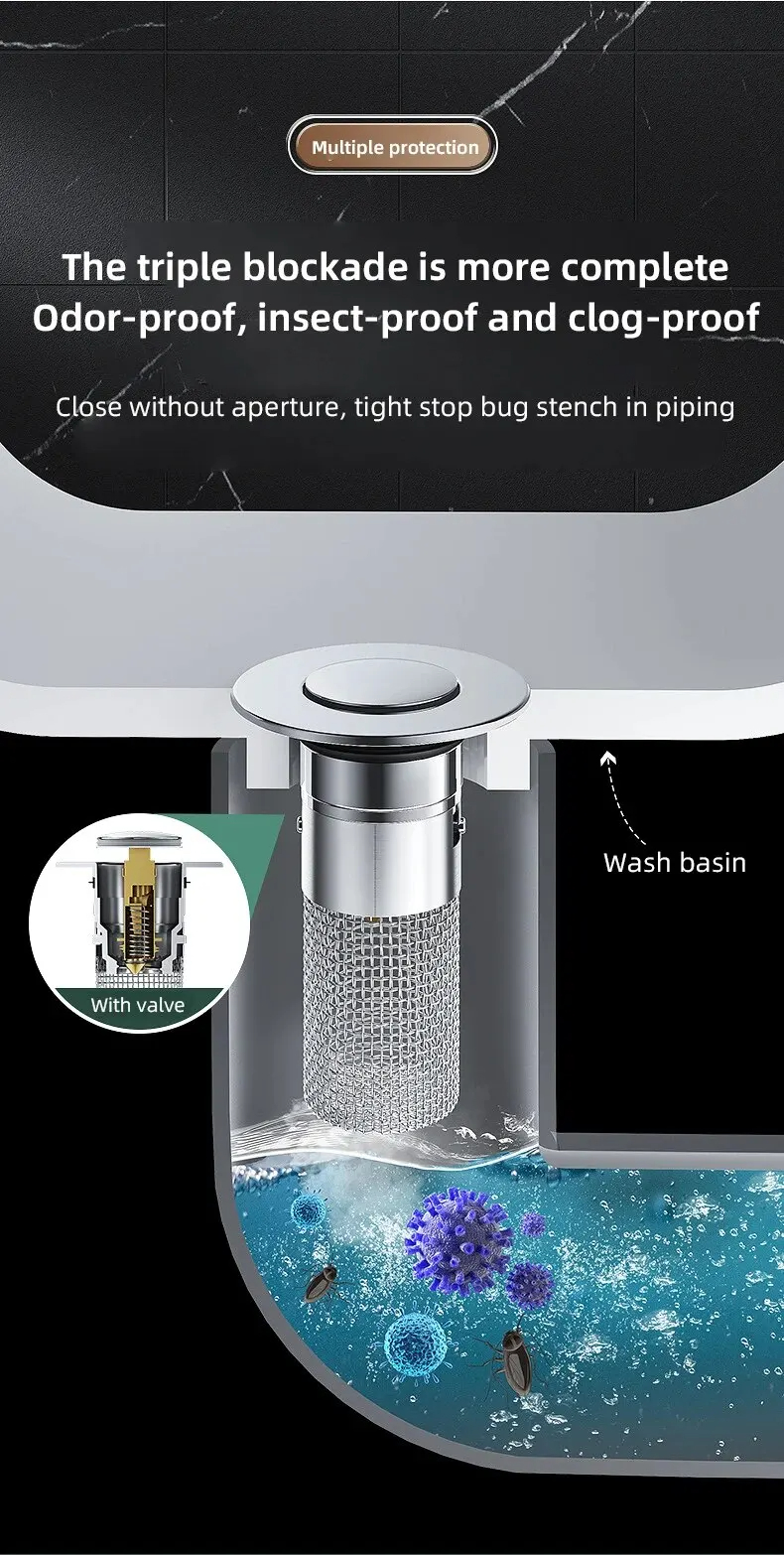 2PCS Sink Drains Filter Washbasin Leak Plug Stainless Steel Bathroom ...