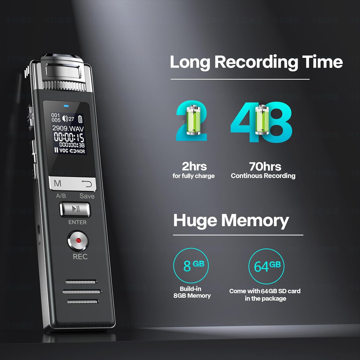 Voice Activated Recorder Digital voice Recorder with Playback Portable ...