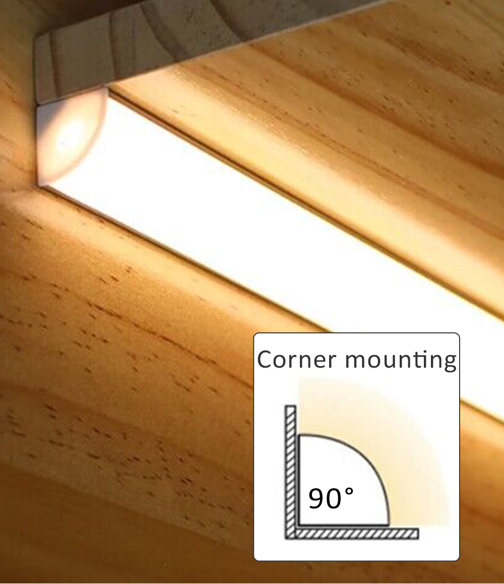 LED Corner Aluminium Profile 50CM Channel Holder Diffuse for Led Strip ...