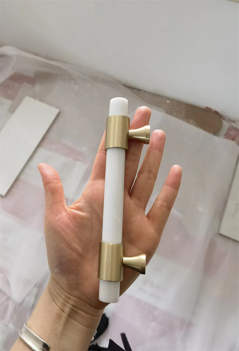 Natural Marble Stone Wardrobe Handle Single Hole Drawer Knob Green ...