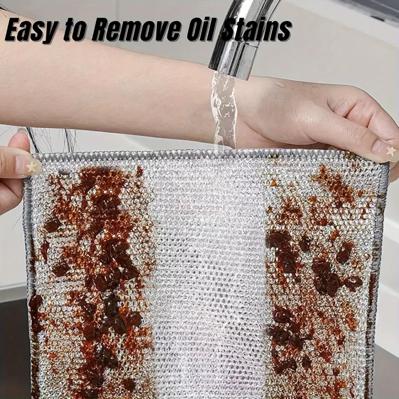 5/10Pcs Stainless Steel Scrubbing Cloths - Non-Scratch, Quick-Dry ...