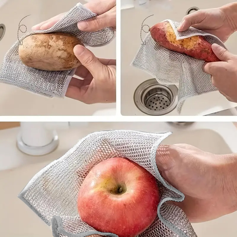 5/10Pcs Stainless Steel Scrubbing Cloths - Non-Scratch, Quick-Dry ...