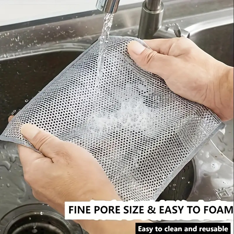5/10Pcs Stainless Steel Scrubbing Cloths - Non-Scratch, Quick-Dry ...