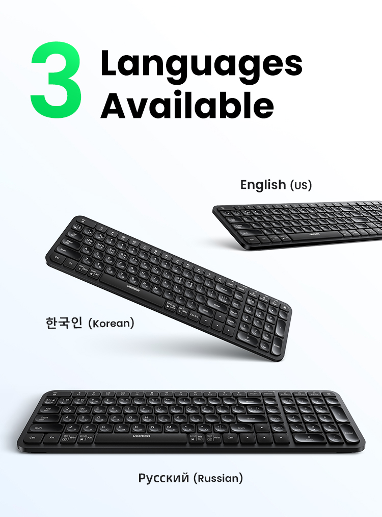 UGREEN Keyboard Wireless Bluetooth & 2.4GHz English Keycaps for Laptop ...