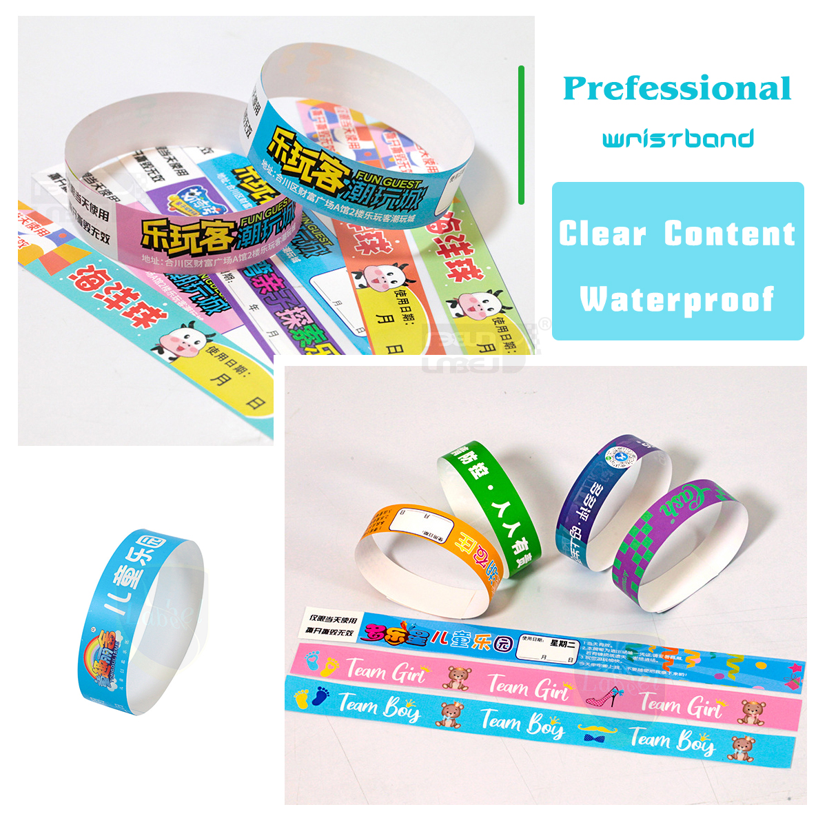 100pcs disposabel wristband paper events wrist hand sticker swimming ...