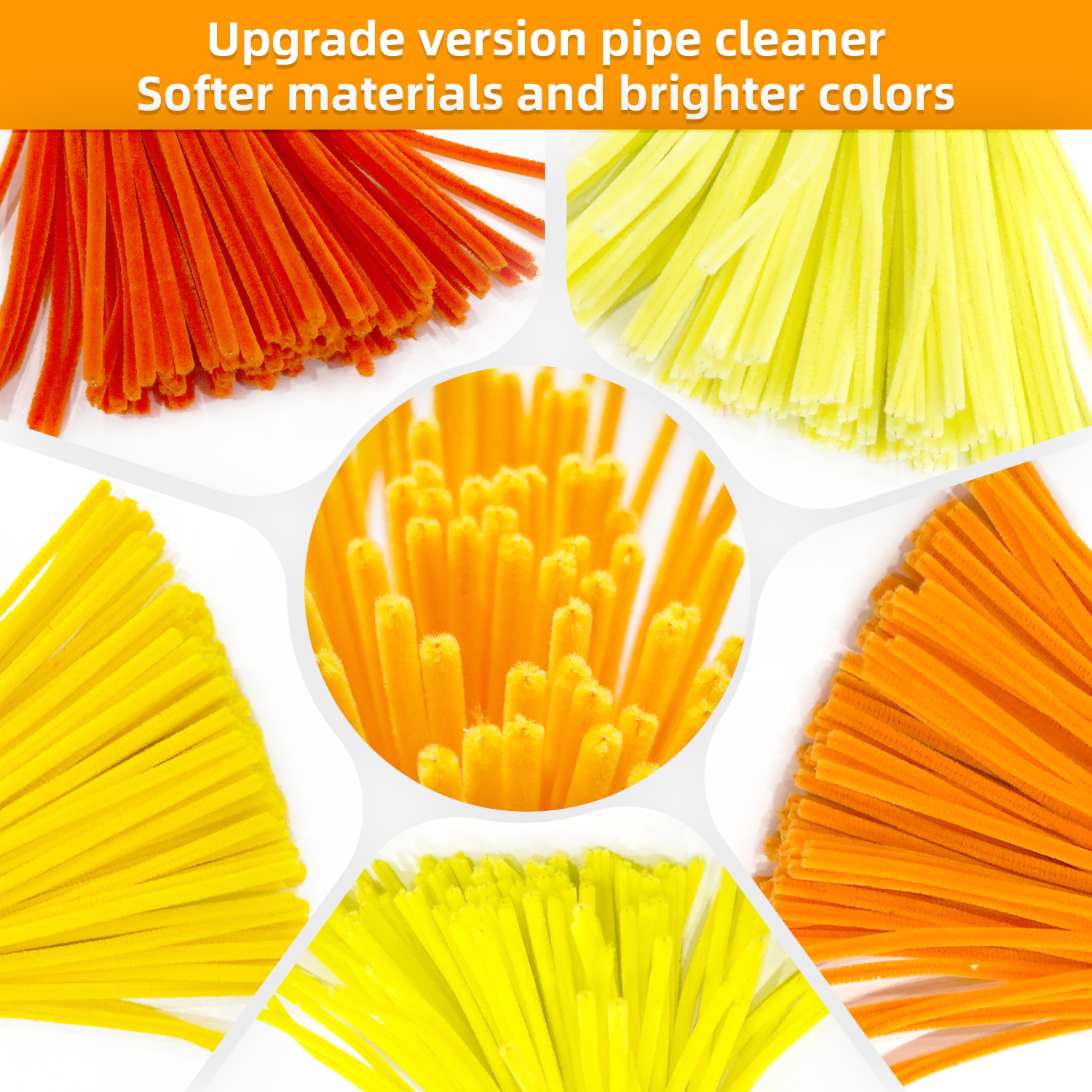 200pcs yellow series Pipe Cleaners Craft Chenille Stem, Orange ...