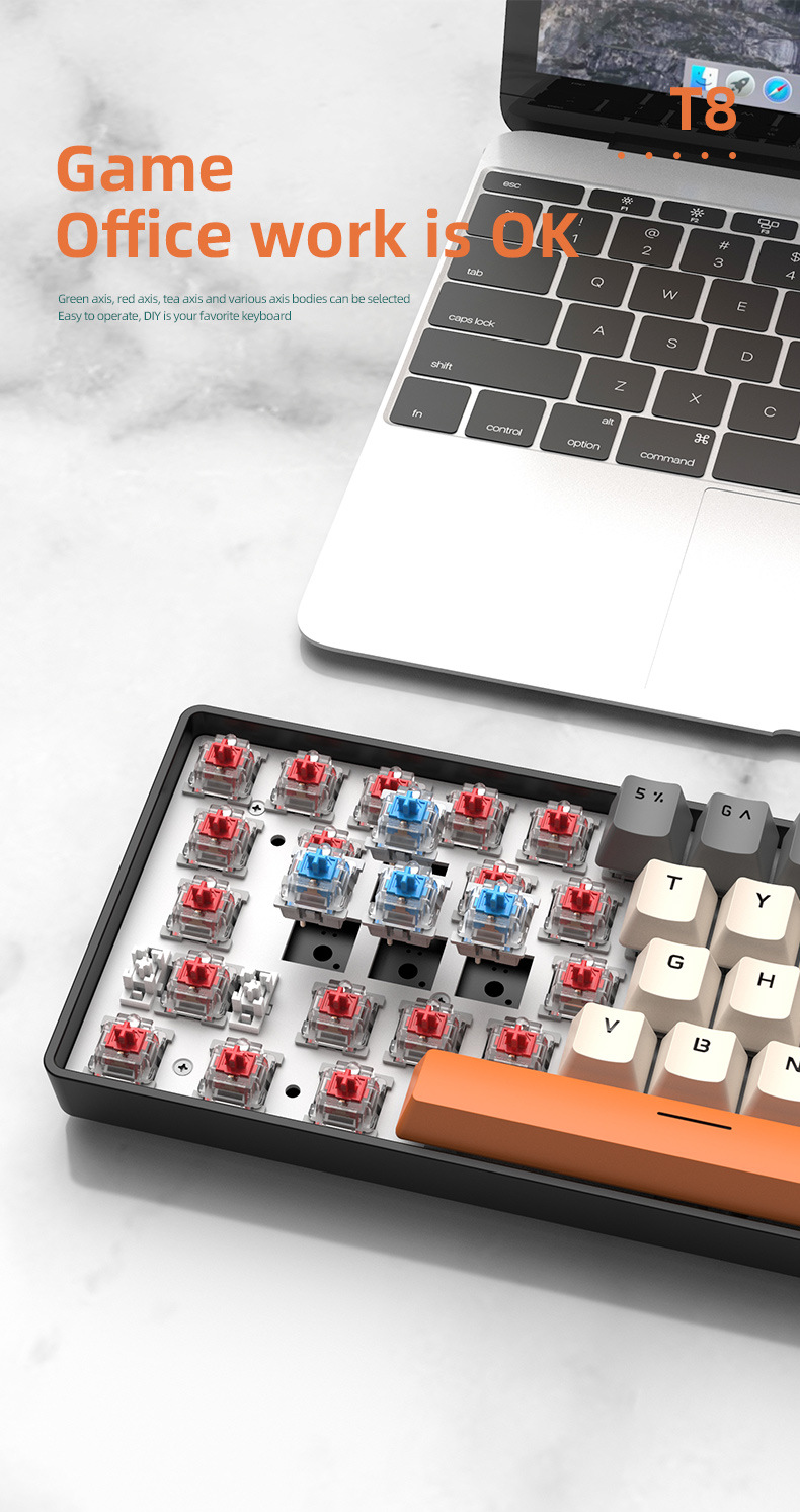 2024 New ZIYOULANG T8 Gaming Keyboard Type C RGB Backlit Double-Shot ...