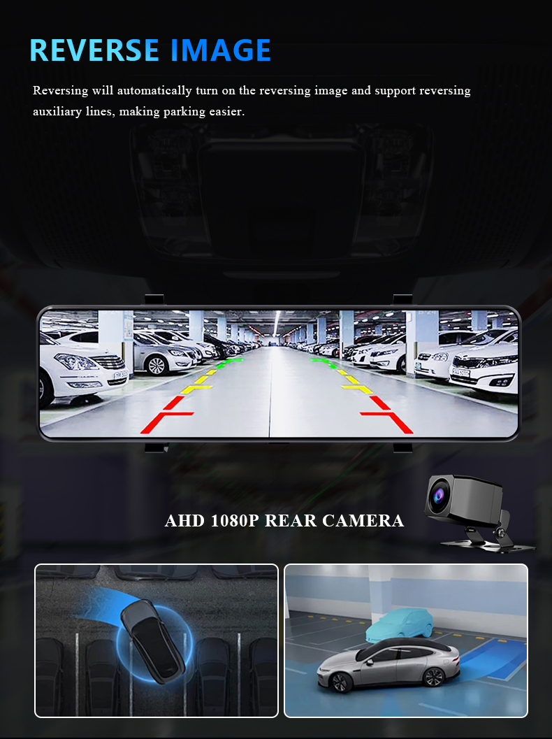 Asawin H109 4K WIFI Rear View Mirror Dashcam GPS ADAS Front And Back ...