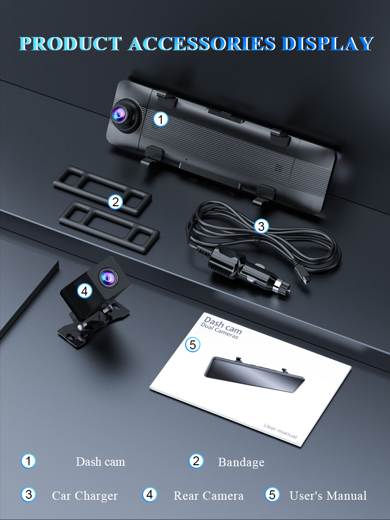 Asawin H109 4K WIFI Rear View Mirror Dashcam GPS ADAS Front And Back ...