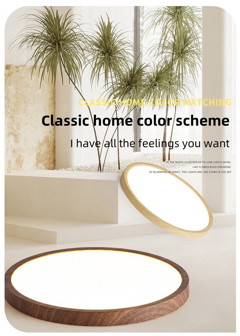 Modern LED Wood Grain Ceiling Lamp Ultrathin Walnut Log Color Ceiling ...