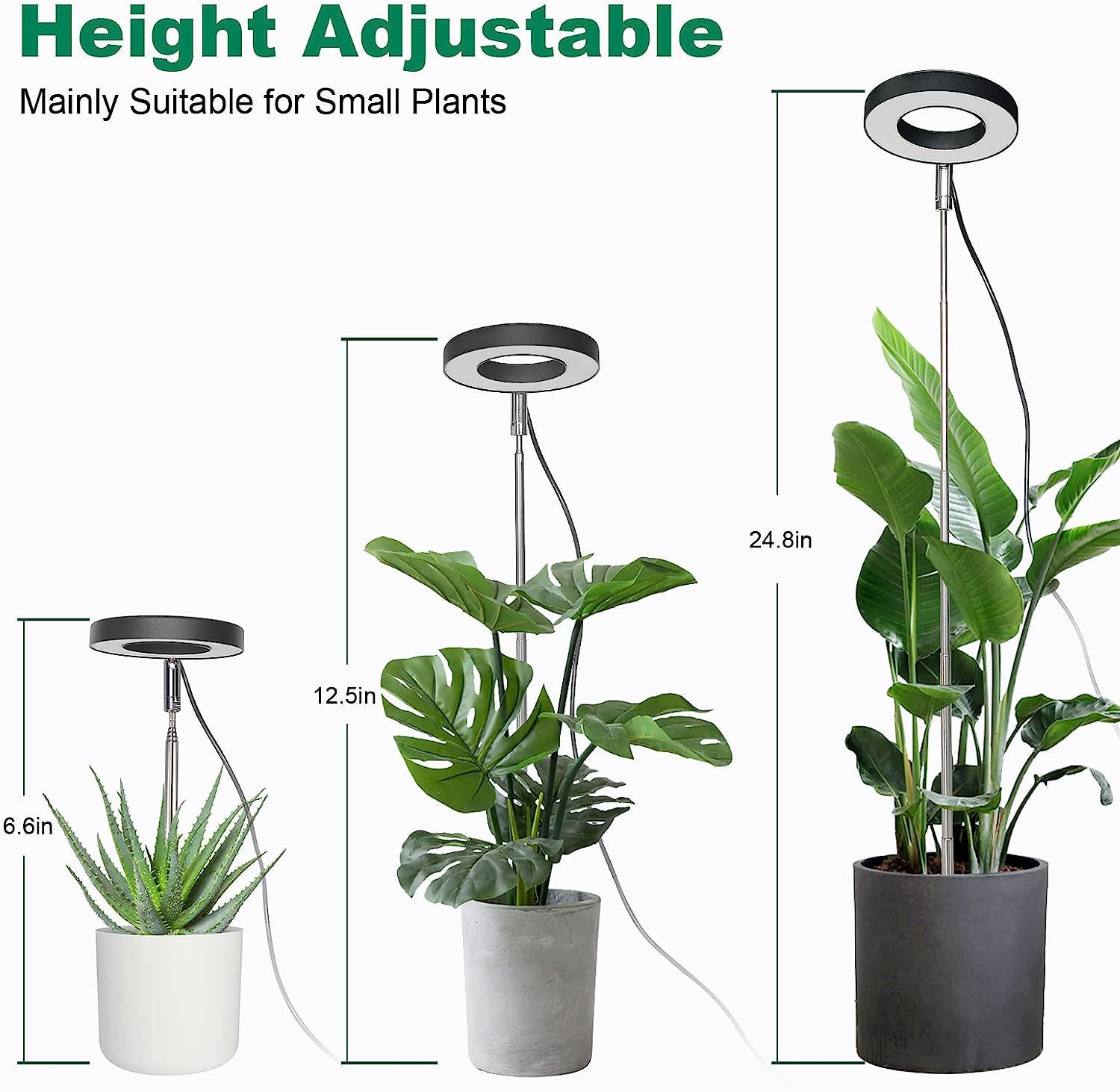 Indoor Plant LED Ring Growth Light Full Spectrum Plant Light Height ...