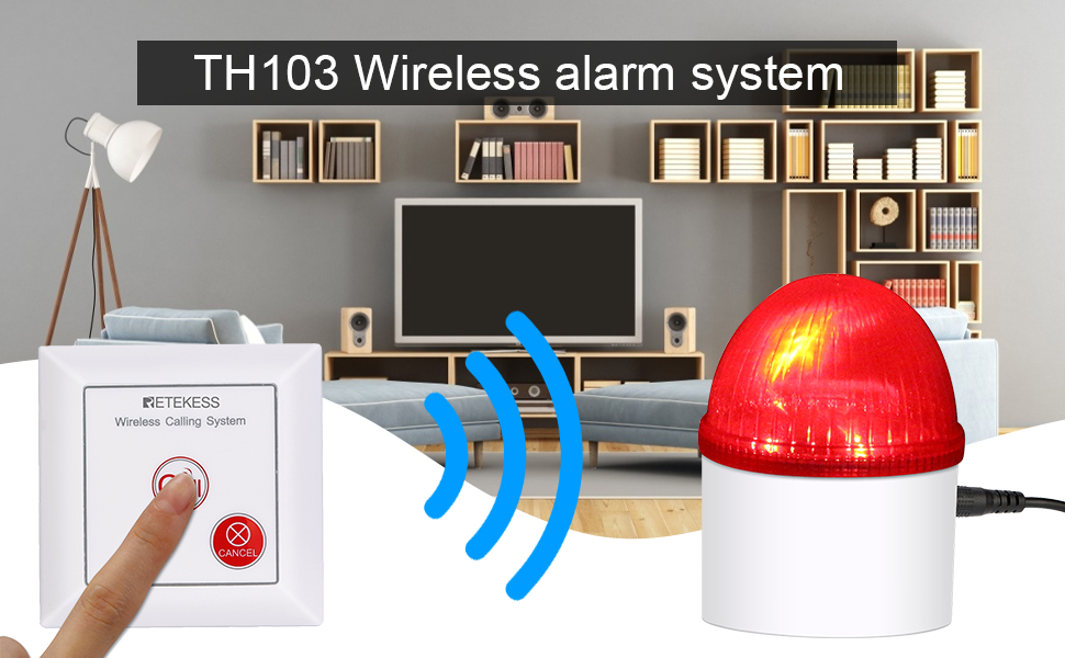 Retekess TH103 Wireless Strobe Siren Outdoor Siren Strobe 110dB Loud Siren 3 Red LED Light 1 ...