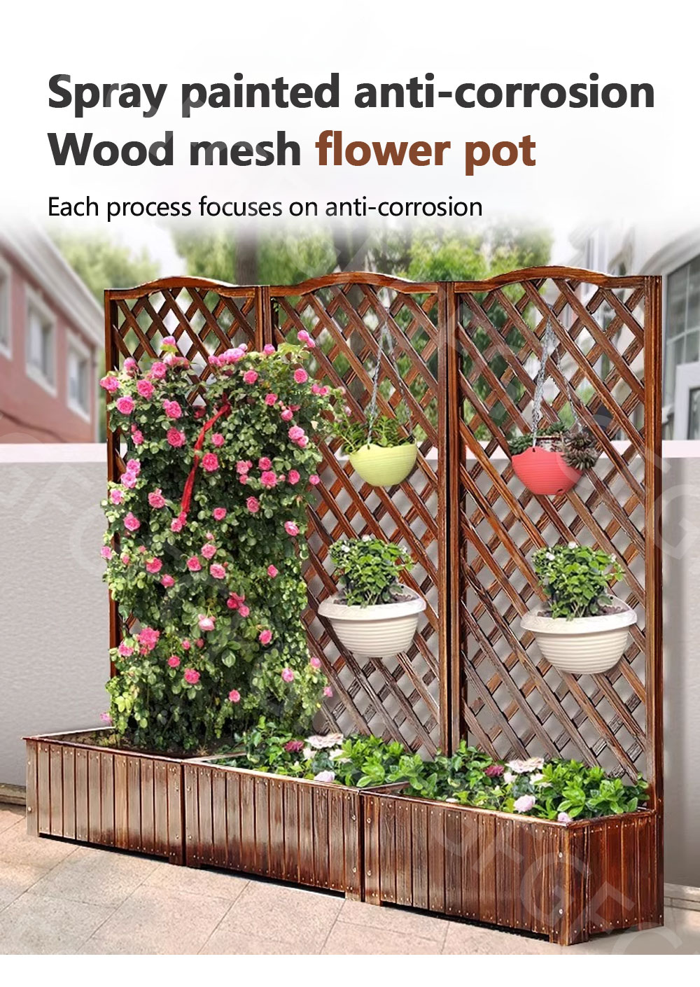 SG_FOREVERGREEN | Trellis With Planter Box Wooden Plant Rack Wood ...