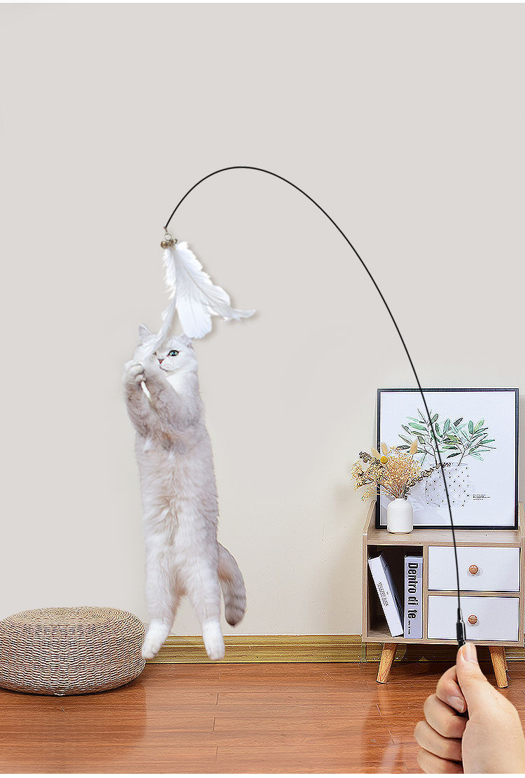 Strong suction cup cat teaser with bell long rod detachable cat self ...