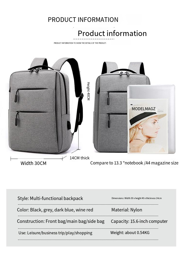 Classic Men's Computer Bag Casual Business Backpack Simple Commuter ...