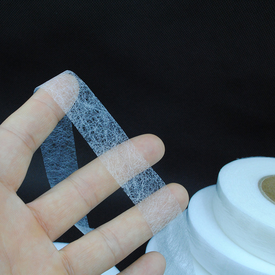 2 Rolls 70Y/64M White/Black Double-sided Interlining Adhesive Fabric Fusing Cloth Iron on Hem ...