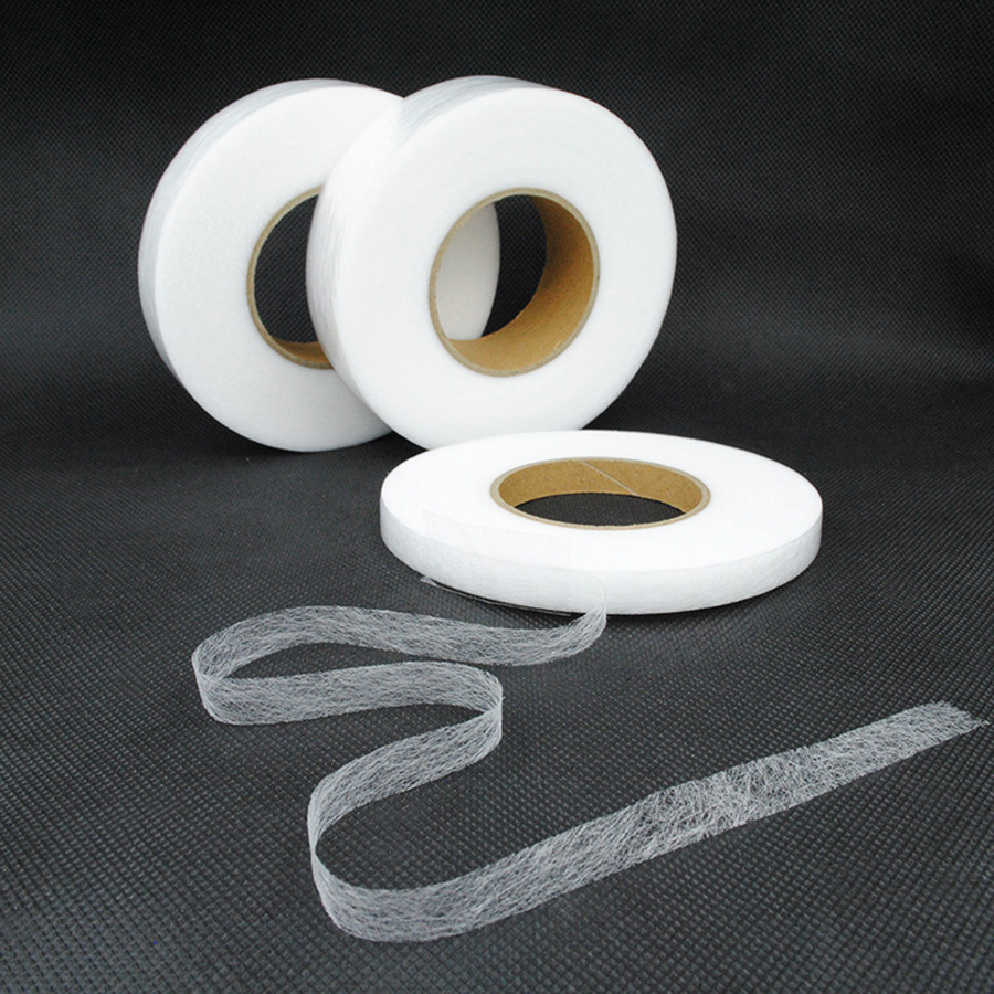 2 Rolls 70Y/64M White/Black Double-sided Interlining Adhesive Fabric Fusing Cloth Iron on Hem ...