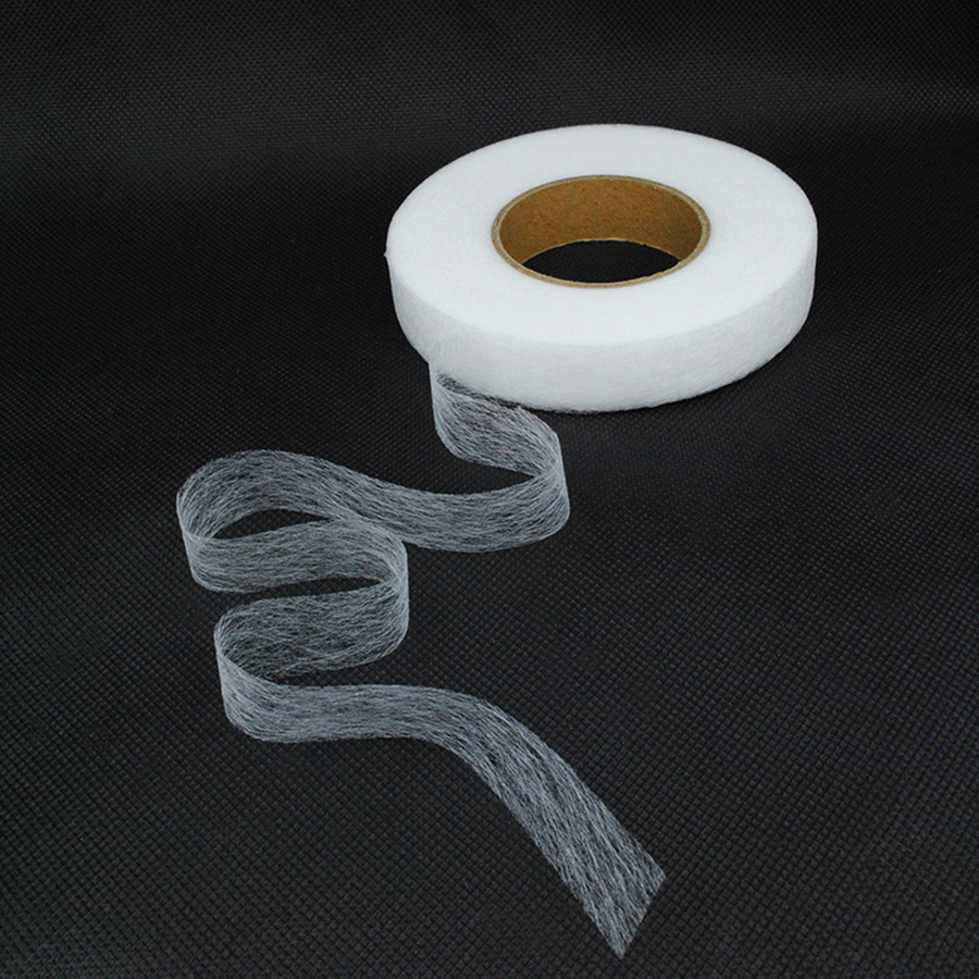 2 Rolls 70Y/64M White/Black Double-sided Interlining Adhesive Fabric Fusing Cloth Iron on Hem ...