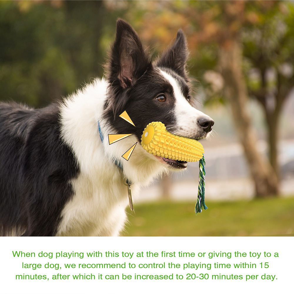 Pet Voice Corn Toy with Rope Interactive Teeth Cleaning Molar Corn Cob ...