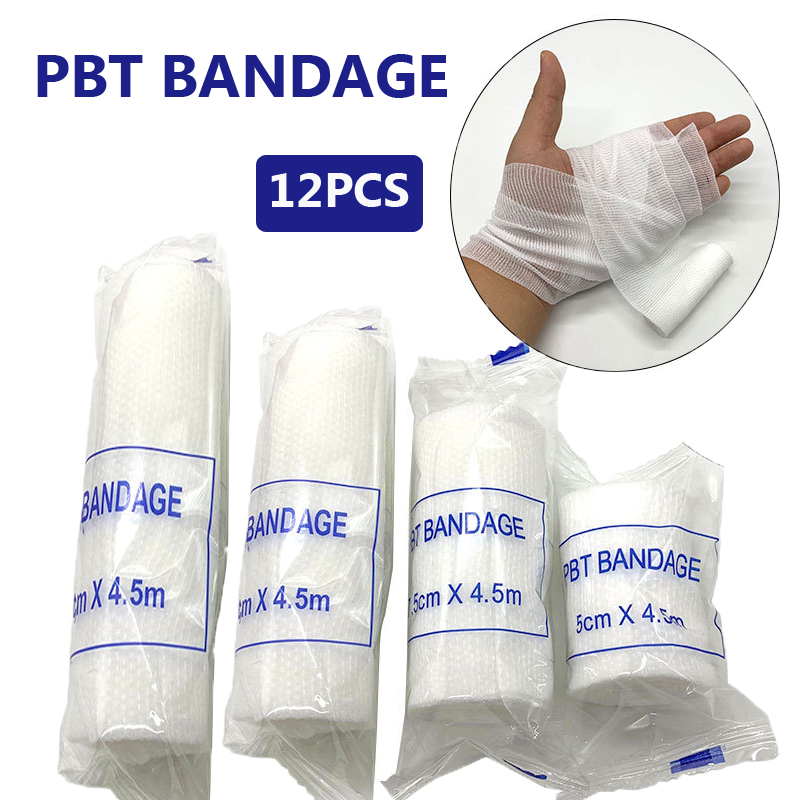 12pcs elastic bandages 5/7.5/10/15cm Gauze elastic PBT Bandages 4.5m long wound Care Gauze ...
