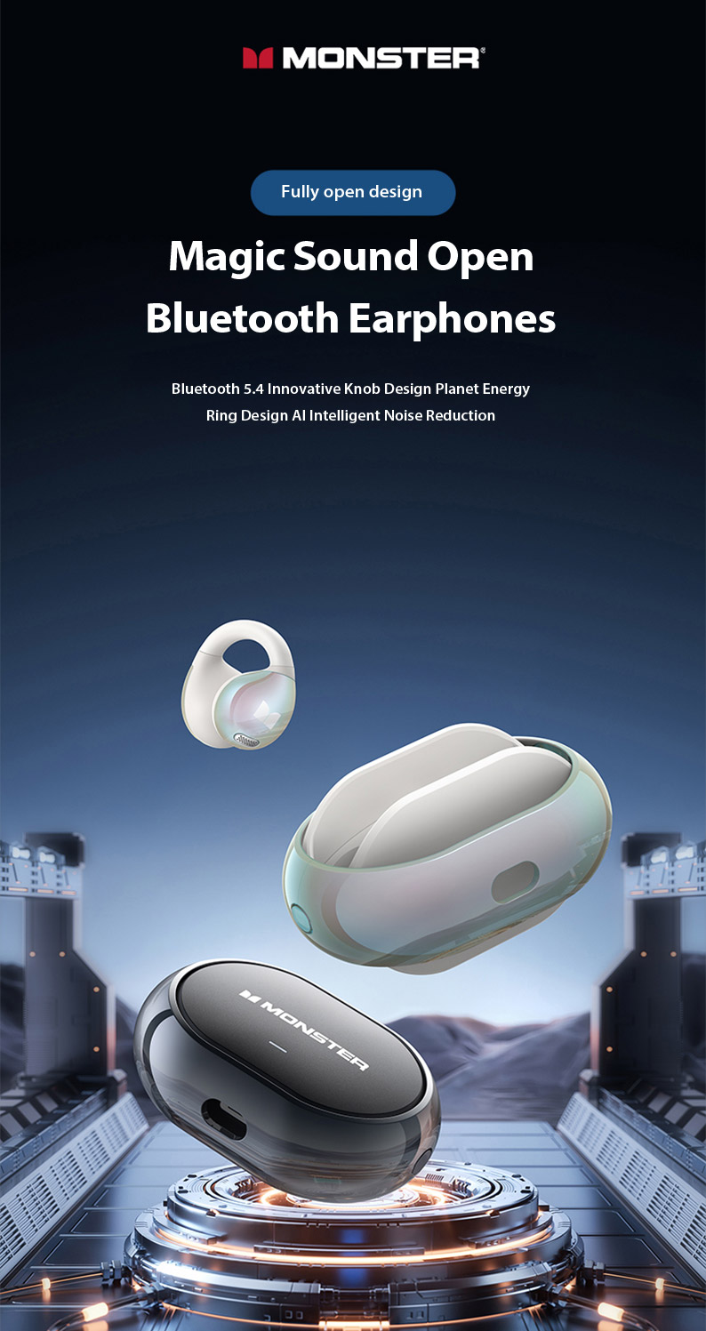 Monster AC600 Open Ear Bone Conduction Wireless Noise-Cancelling ...