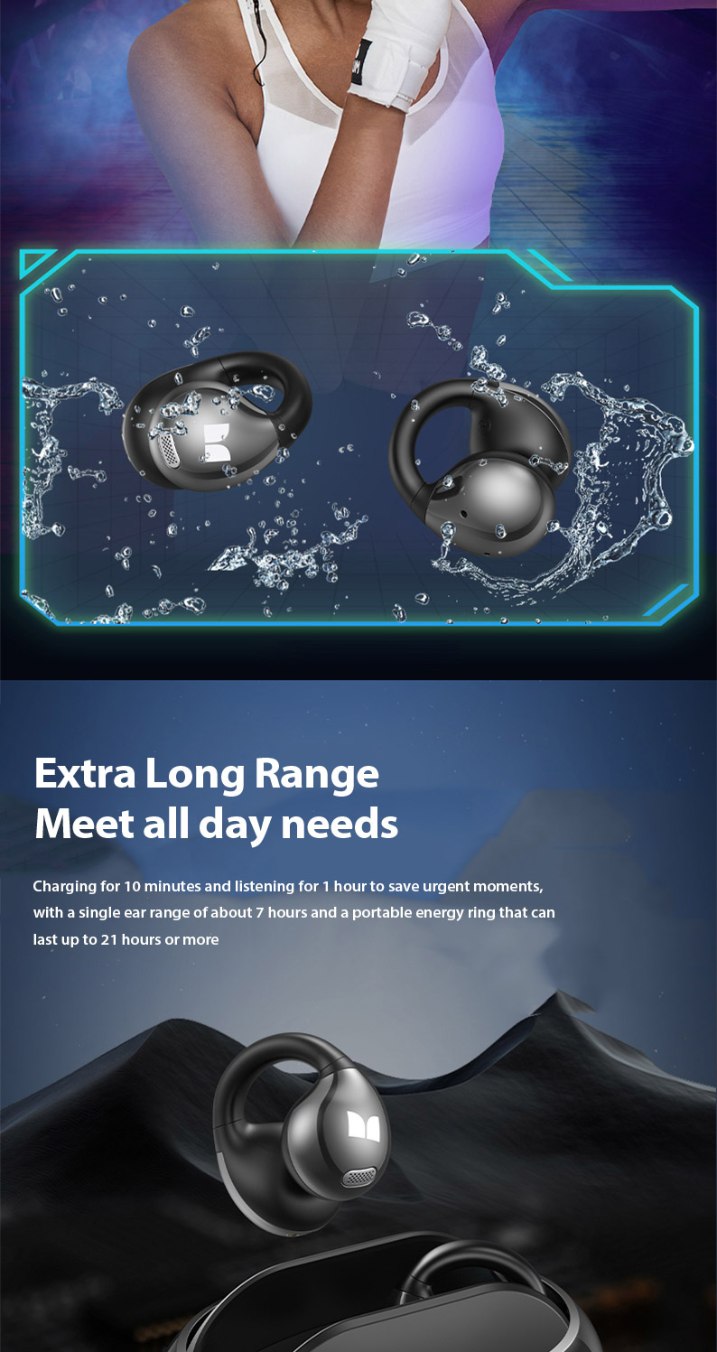 Monster AC600 Open Ear Bone Conduction Wireless Noise-Cancelling ...