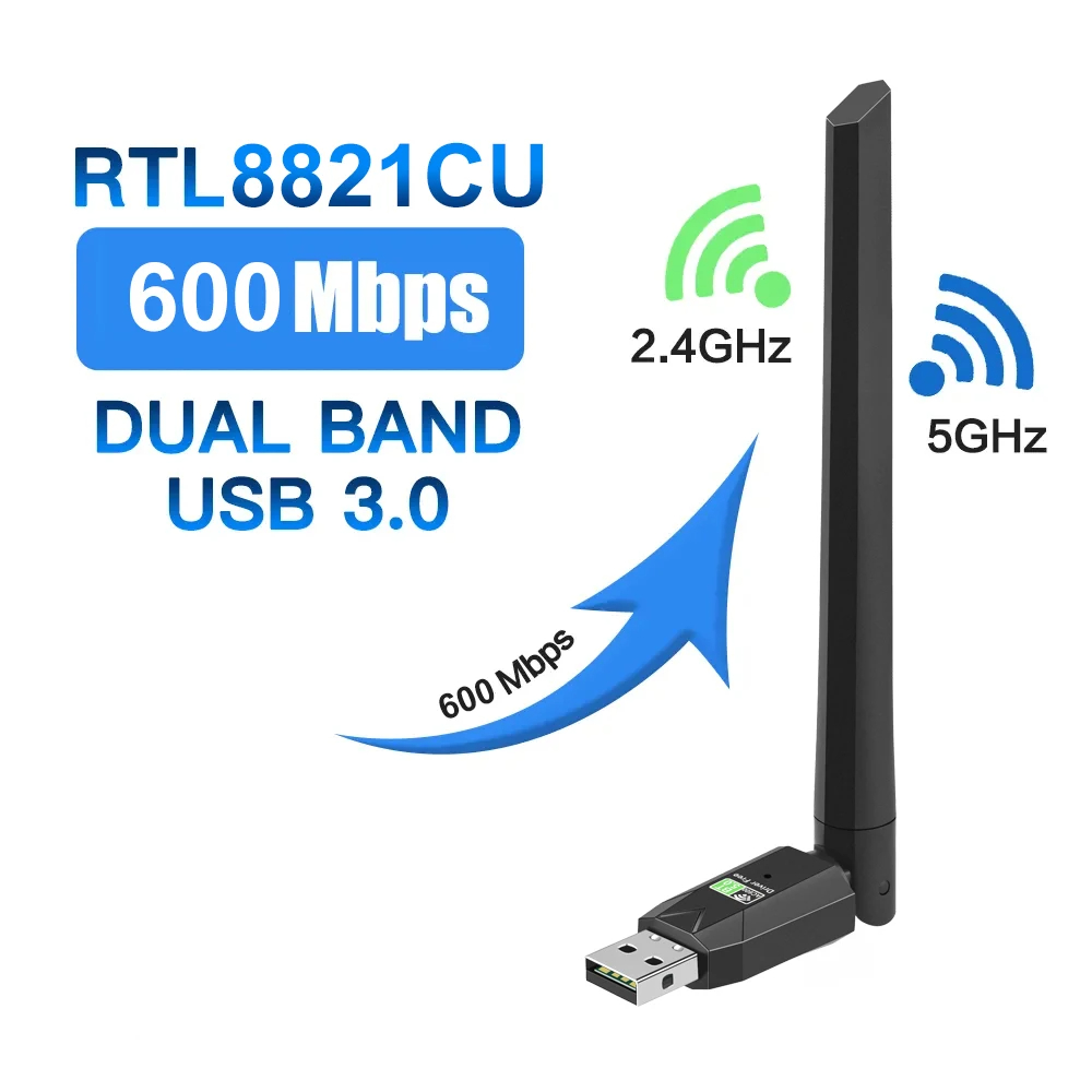 600Mbps USB WiFi Bluetooth Adapter 2in1 Network Card Dual Band 2.4G ...