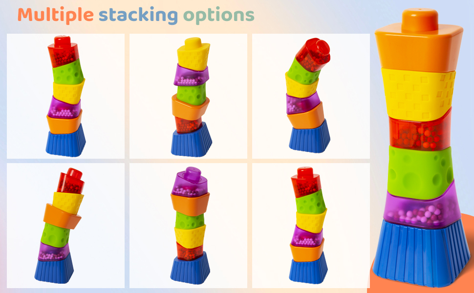 Stacking Building Blocks, Montessori Colorful Blocks Toy, Square ...