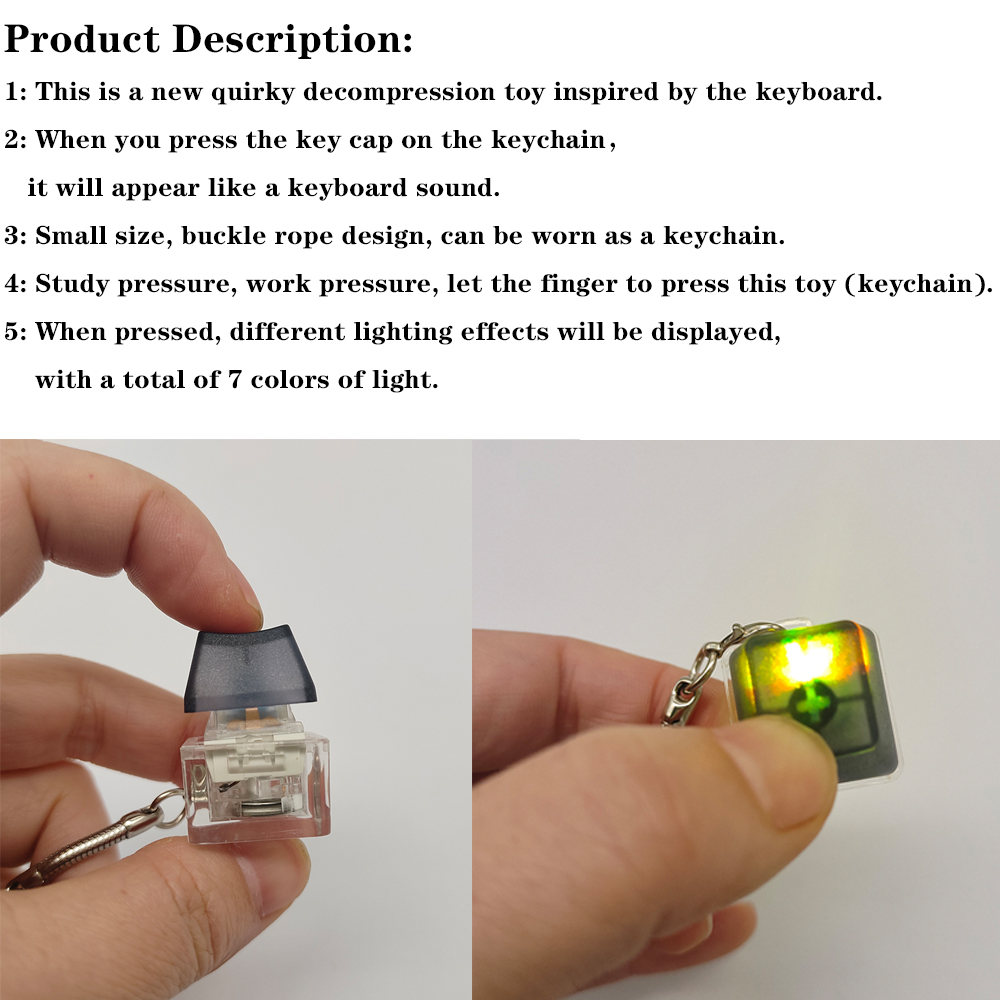 7 Colors Light Keychain Decompression Fingertip Press Toy Mechanical ...