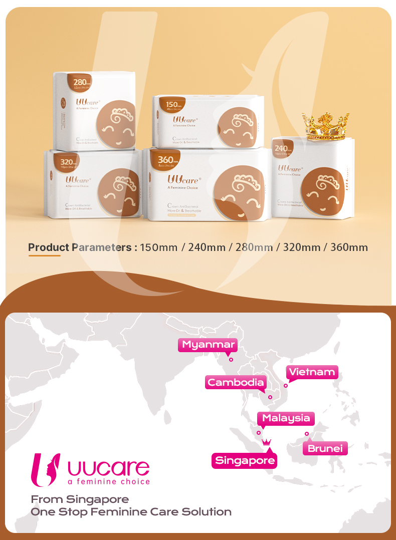 [Bundle of 3]UUcare Crown Sanitary Pads 28cm 12pads Antibacterial Instantly Absorb Ultra-slim ...