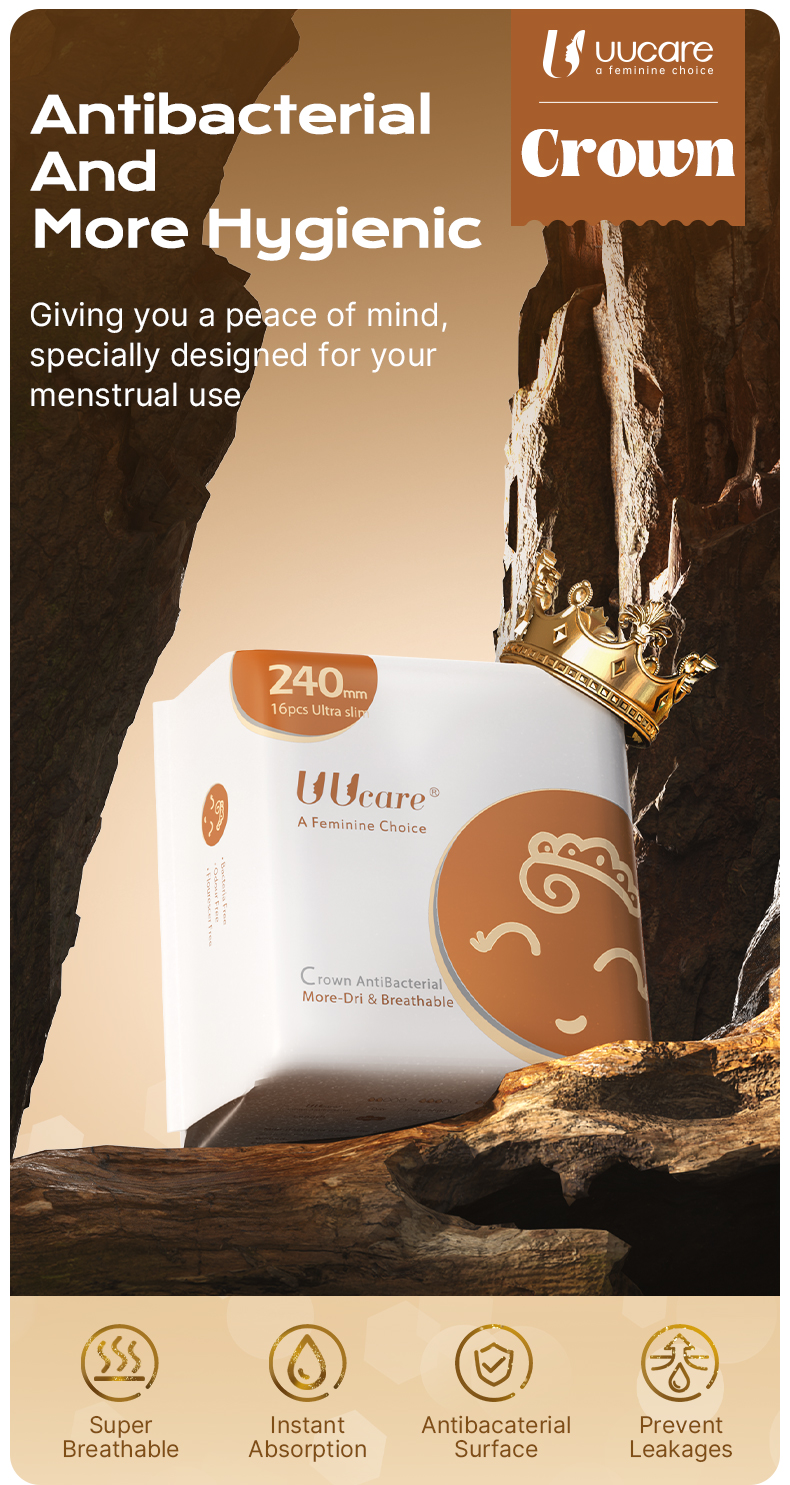 [Bundle of 3]UUcare Crown Sanitary Pads 24cm 16pads Antibacterial ...