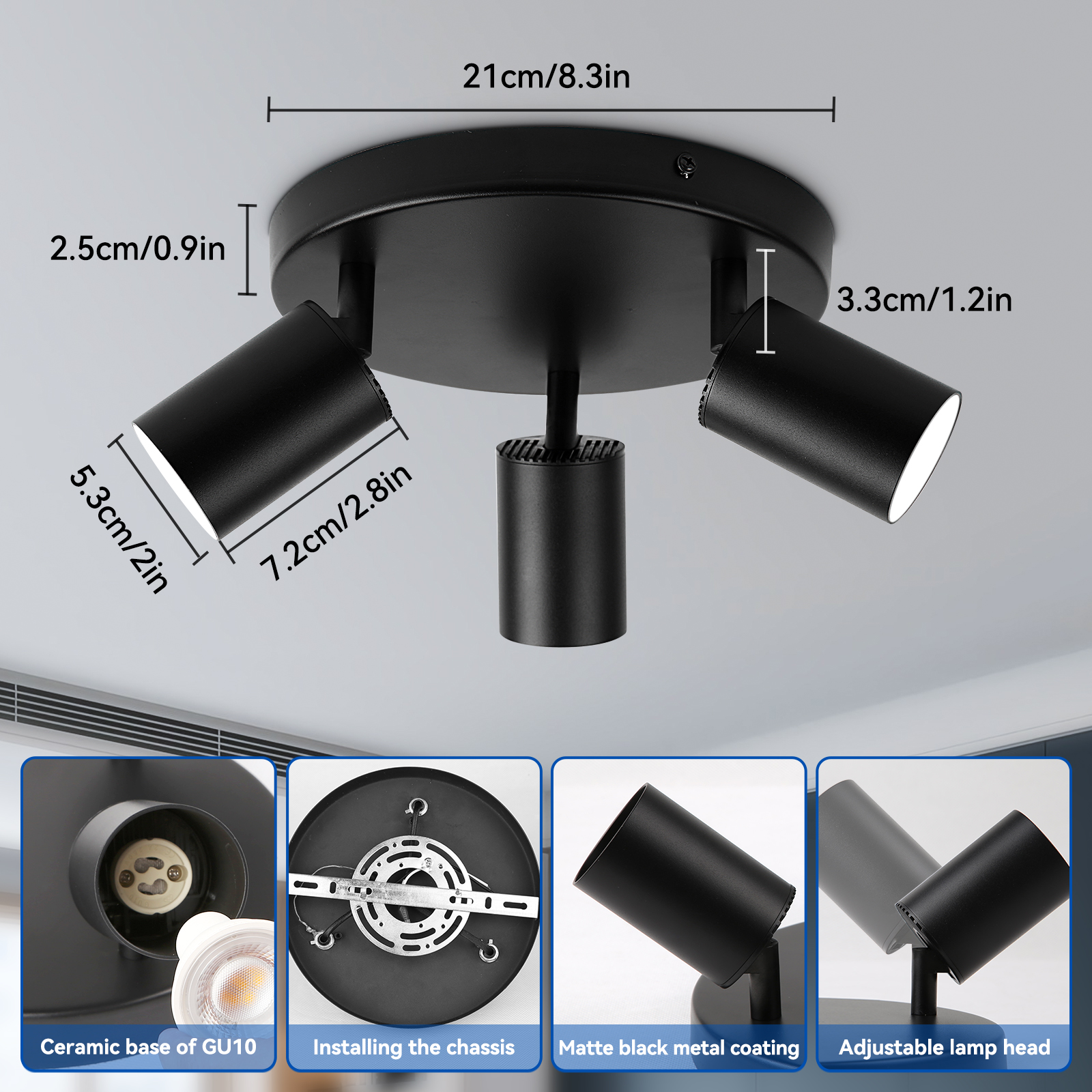 Replaceable GU10 Bulb Led Spotlight Track Light Ceiling Lights Indoor ...