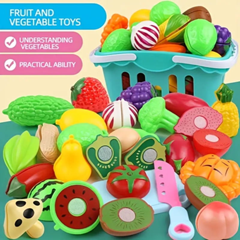 24 Fun Cut Food, Fruit & Vegetable Toys, Pretend Food Playset, Kids ...