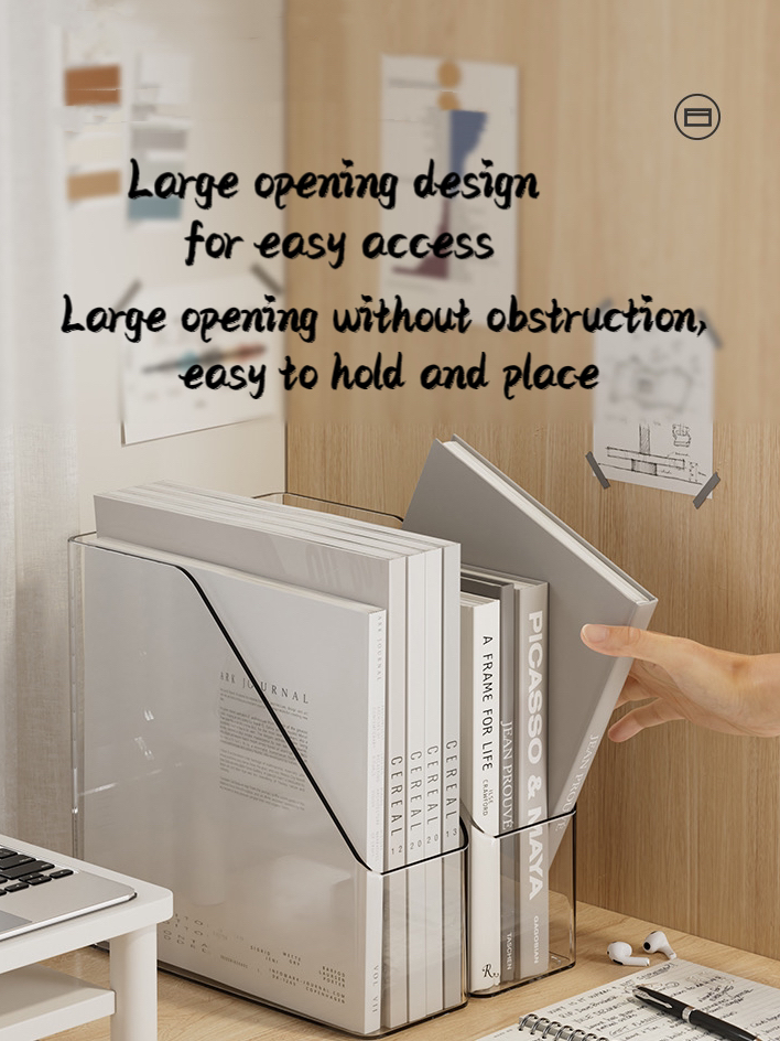 Crevice Bookstand Transparent Desktop File Organizer Acrylic A4 Paper ...