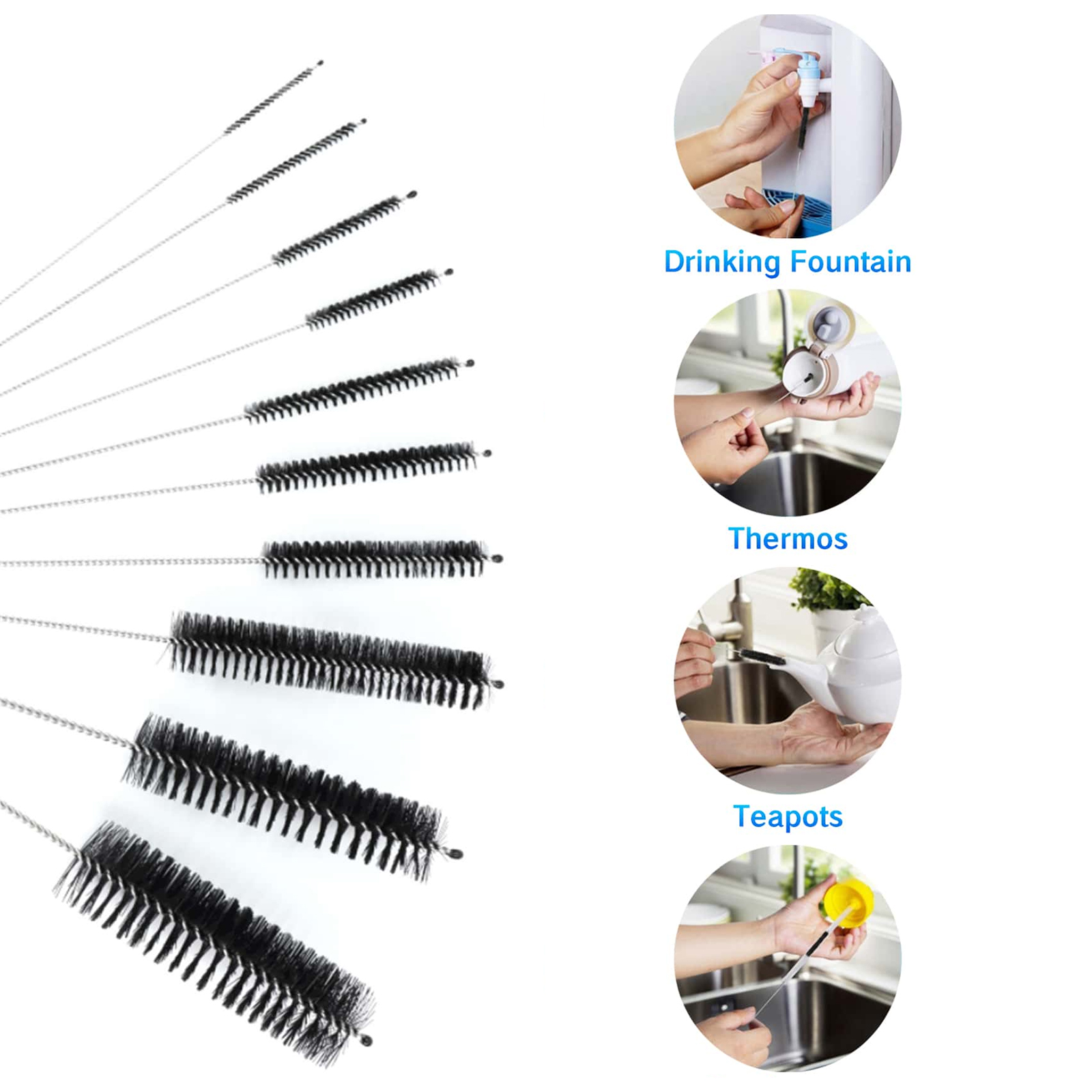 10-Piece Straw Cleaner Brush Kit: Long Pipe Cleaners for Straws, Sippy ...