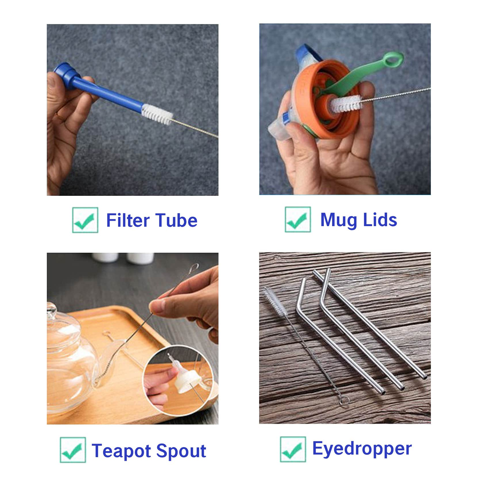 10-Piece Straw Cleaner Brush Kit: Long Pipe Cleaners for Straws, Sippy ...