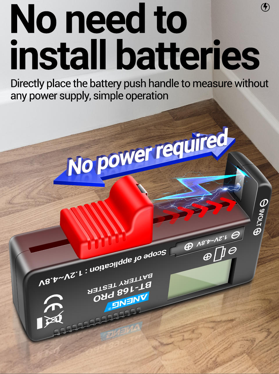 ANENG BT-168 POR Digital Lithium Battery Capacity Tester Checkered load ...