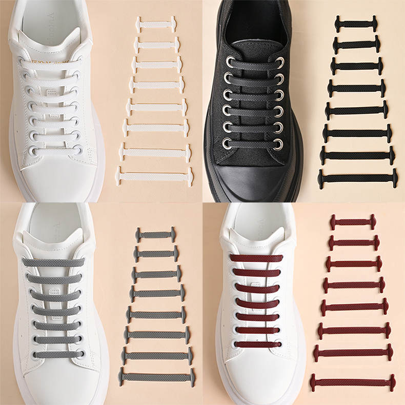 16 Pcs Silicone No-Tie Shoelaces Elastic Lazy Rubber Ties for ...