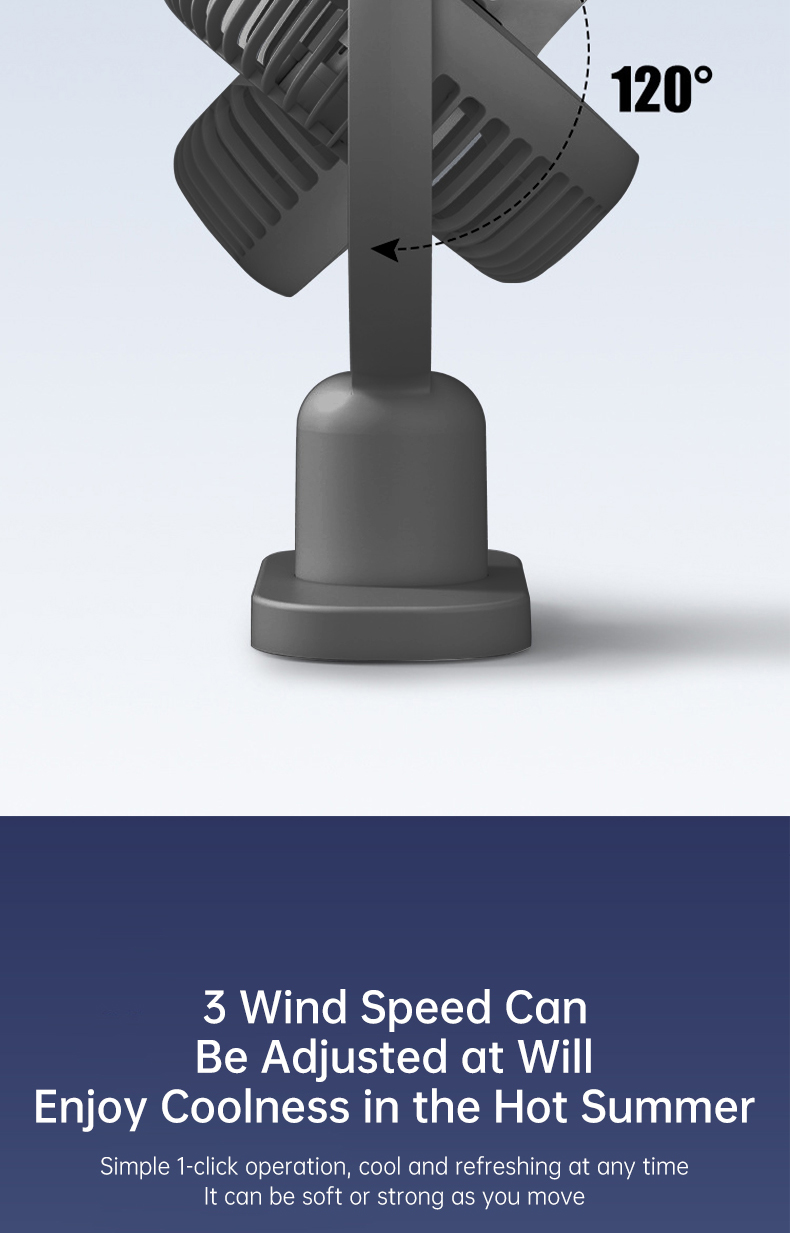 Thunlit Small Desk Fan Stylish Gray Desktop Fill Light Fan USB Charging ...