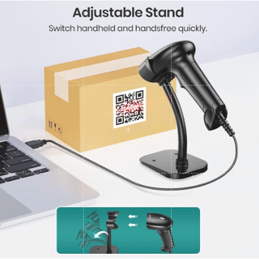Anyeast Barcode Scanner with Stand USB Wired Inventory 2D 1D QR Code ...